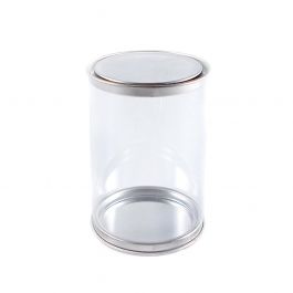 Bote transparente 700 ml tapa y base metálicas